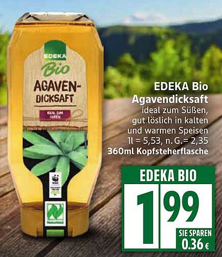 Edeka Bio Agavendicksaft 360Ml Angebot bei Edeka - ProspektGuru.de