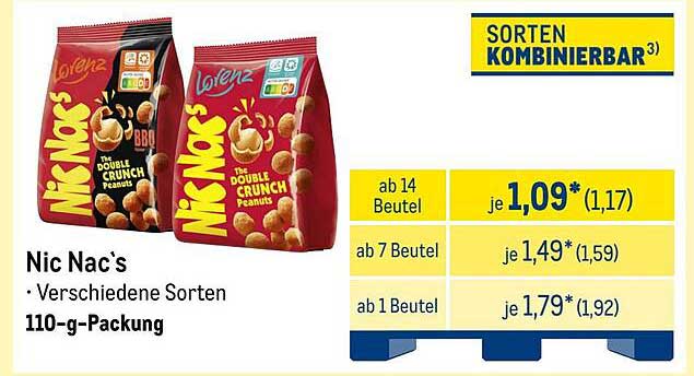 Nic Nac's - Verschiedene Sorten, 110-G-Packung Angebot bei METRO ...