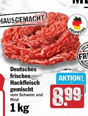 Deutsches Frisches Hackfleisch Gemischt Vom Schwein Und Rind Angebot ...
