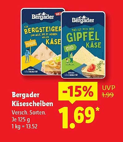 Bergader Käse- Scheiben - Verschiedene Sorten, Je 125 G Angebot bei ...