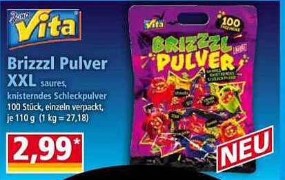 Brizzl Pulver Xxl – Saures, Knisterndes Schleckpulver Angebot bei Norma ...