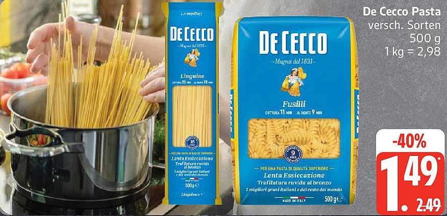 De Cecco Pasta, Verschiedene Sorten, 500 G Angebot bei Marktkauf ...