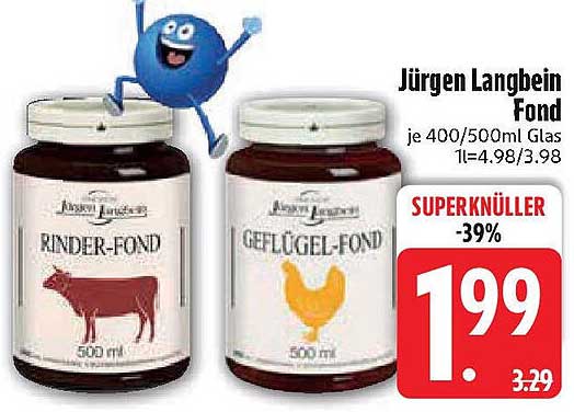 Jürgen Langbein Fond Je 400/500Ml Glas Angebot bei Edeka - ProspektGuru.de
