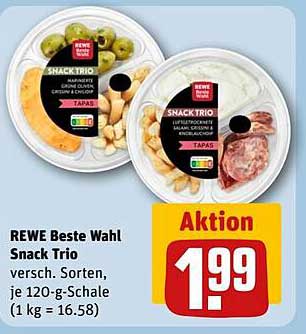 Rewe Beste Wahl Snack Trio Angebot bei REWE Center - ProspektGuru.de