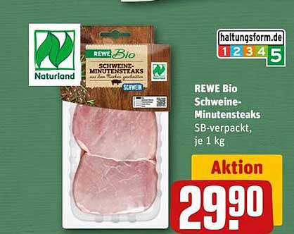 Rewe Bio Schweine-Minutensteaks Angebot bei REWE Center - ProspektGuru.de