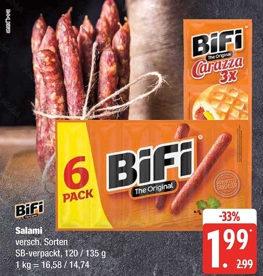 Bifi Salami Verschied. Sorten 6 Pack Angebot bei Edeka