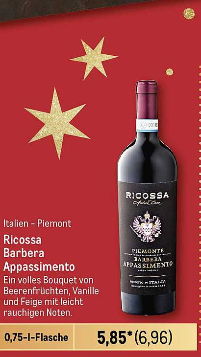 Ricossa Barbera Appassimento Angebot bei METRO