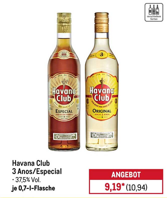 Havana Club 3 Anos/Especial – Je 0,7-L-Flasche Angebot bei METRO ...