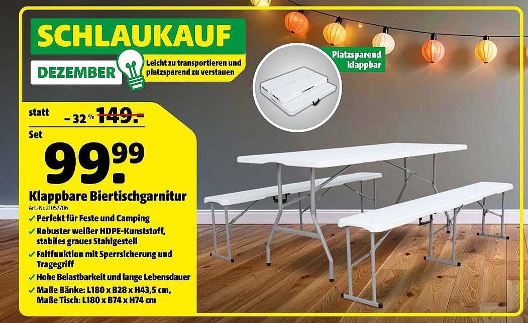 Klappbare Biertischgarnitur Set Angebot bei Hagebau - ProspektGuru.de
