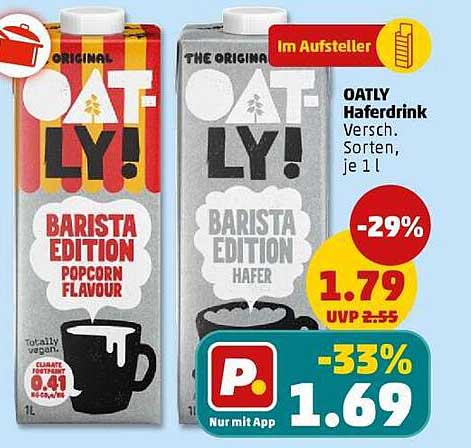 Oatly Haferdrink Barista Edition – Popcorn Flavour & Hafer Angebot bei ...