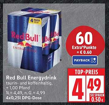 Red Bull Energy Drink 4Er-Pack Angebot bei Edeka - ProspektGuru.de