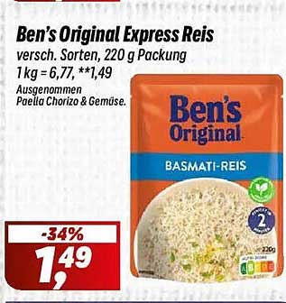 Ben's Original Express-Reis Basmati-Reis 220G Beutel Angebot bei NP ...