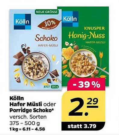 Kölln Hafer-Porridge* Versch. Sorten, Je 375 G Angebot bei Penny ...