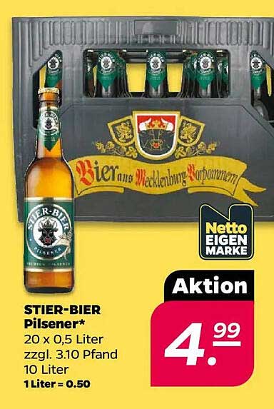 Stier-Bier Pilsener* Angebot bei NETTO - ProspektGuru.de
