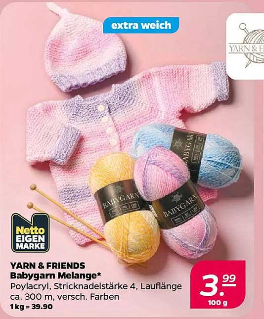 Yarn & Friends Babygarn Melange* Angebot bei NETTO - ProspektGuru.de