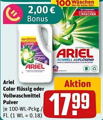 Ariel Color Flüssig Oder Vollwaschmittel Pulver Angebot bei REWE Kaufpark