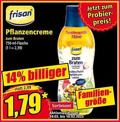 Frisan Pflanzencreme Angebot bei Norma
