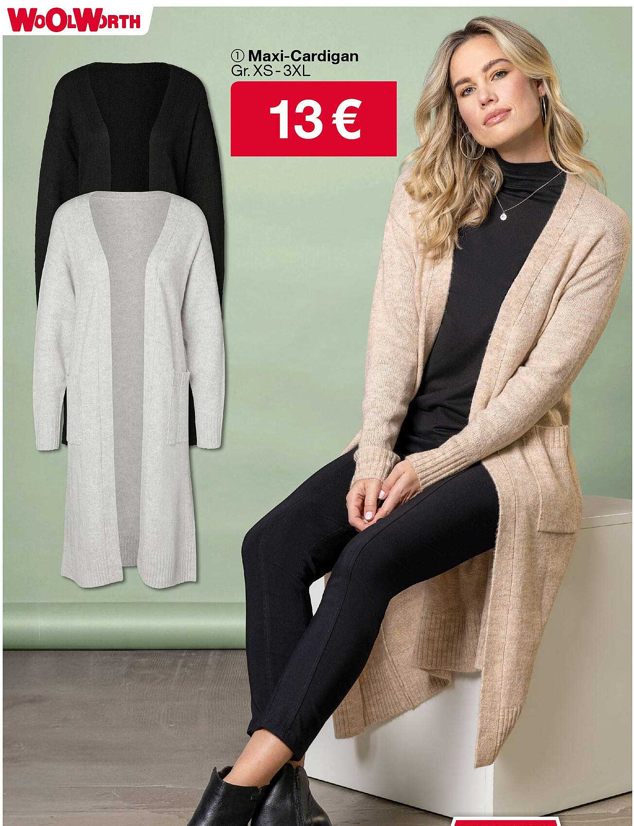 Maxi-Cardigan Angebot bei Woolworth - ProspektGuru.de
