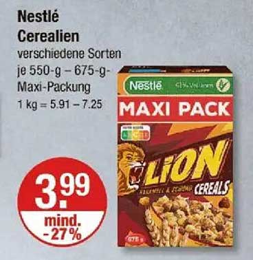 Nestlé Cerealien Maxi Pack Angebot bei V-Markt - ProspektGuru.de