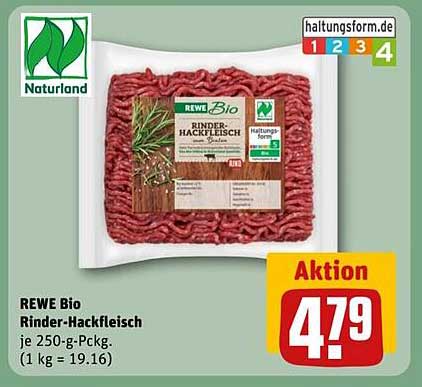 Rewe Bio Rinder-Hackfleisch Angebot bei REWE Center
