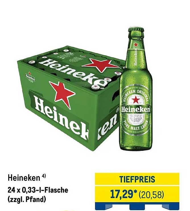 Heineken 24 X 0,33-L-Flasche (Zzgl. Pfand) Angebot bei METRO ...