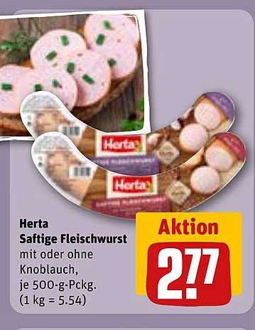 Herta Saftige Fleischwurst Angebot bei REWE - ProspektGuru.de