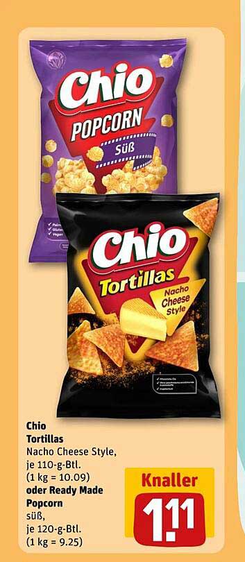 Chio Tortillas Nacho Cheese Style, Je 110-G-Btl. Angebot bei REWE ...