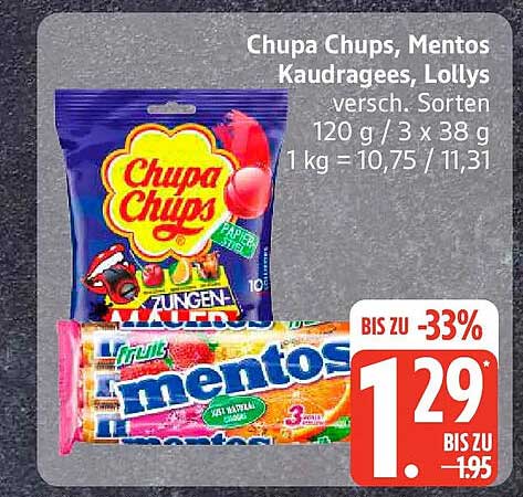 Chupa Chups, Mentos Kaudragees, Lollys Versch. Sorten Angebot bei ...