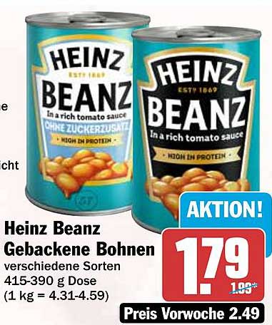Heinz Beanz Gebackene Bohnen Verschiedene Sorten 415-390 G Dose Angebot ...