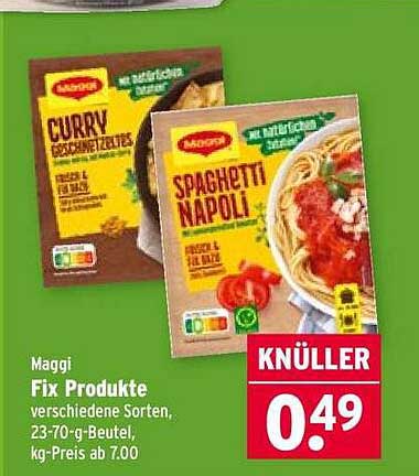 Maggi Fix Produkte Verschiedene Sorten, 23-70-G-Beutel Angebot bei ...