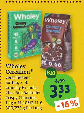 Wholey Cerealien 8 Verschiedene Sorten, Z. B. Crunchy Granola Choc Sea ...