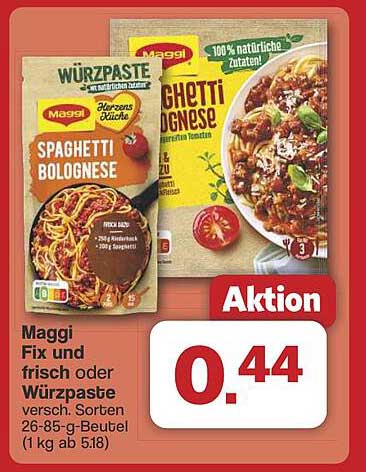 Maggi Fix Und Frisch Oder Würzpaste Spaghetti Bolognese Angebot bei ...