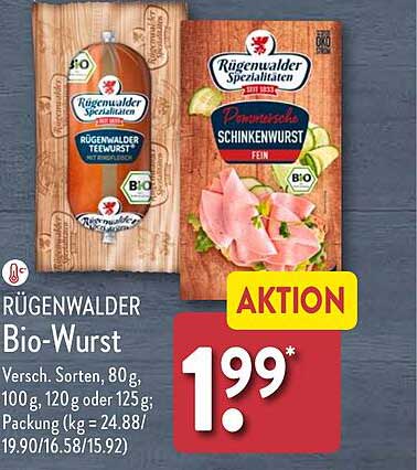 Rügenwalder Bio-Wurst Angebot bei Aldi Nord
