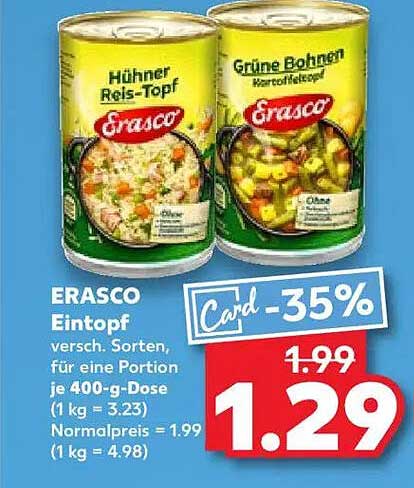 Erasco Eintopf Versch. Sorten 400-G-Dose - Jetzt Nur 1,29 € Angebot bei ...