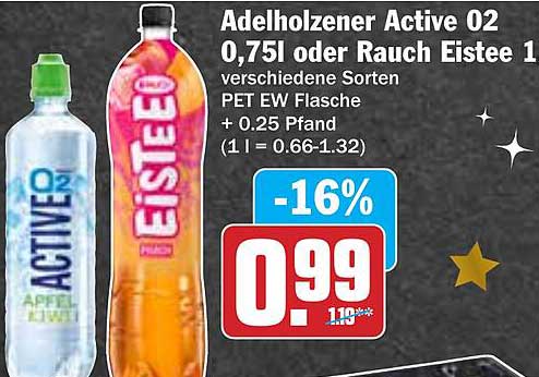 Adelholzener Active 02 0,75L Oder Rauch Eistee 1 Angebot bei Hit