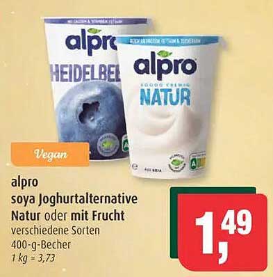Alpro Soya Joghurtalternative Natur Oder Mit Frucht Angebot bei Markant