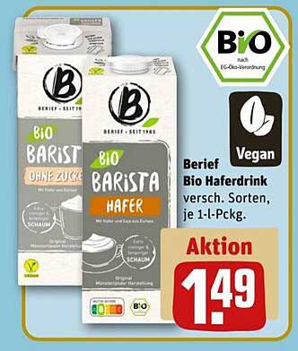 Berief Bio Haferdrink Angebot bei REWE Center