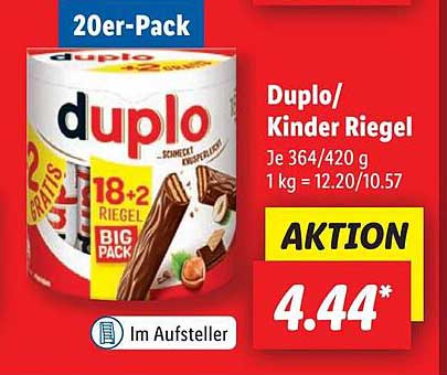Duplo/ Kinder Riegel Angebot bei Lidl - ProspektGuru.de