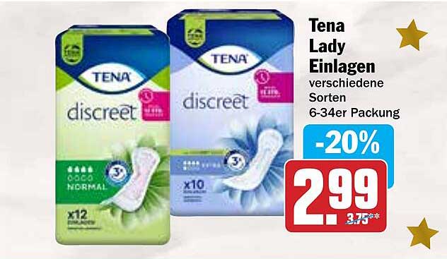 Tena Lady Einlagen Angebot bei Hit - ProspektGuru.de