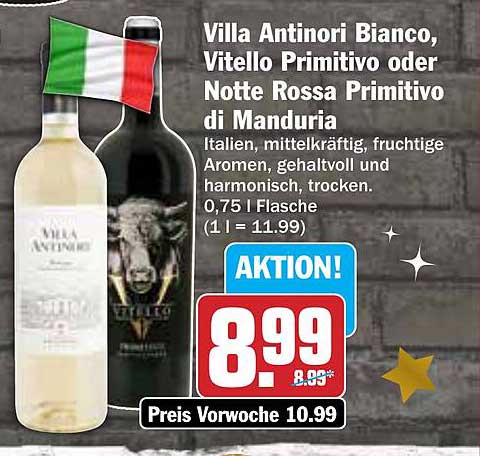 Villa Antinori Bianco, Vitello Primitivo Oder Notte Rossa Primitivo Di ...