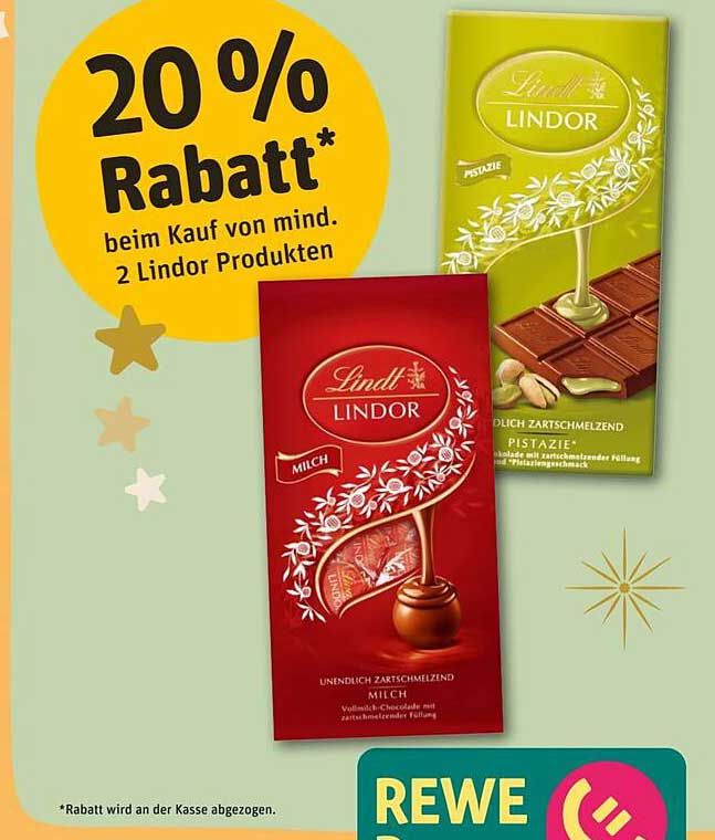 20 % Rabatt Auf Lindt Lindor Produkte Angebot bei REWE Center ...