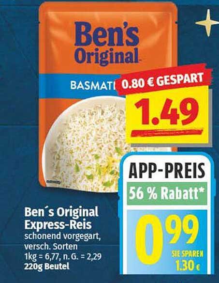 Ben's Original Express-Reis 220G Beutel Angebot bei nah & gut ...
