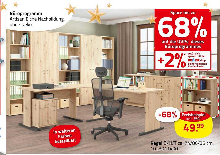 Büroprogramm Artisan Eiche Nachbildung, Ohne Deko Angebot bei ROLLER ...