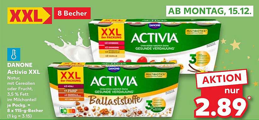 Danone Activia Xxl Mit Ballaststoffen - 8 Becher Angebot bei Kaufland ...