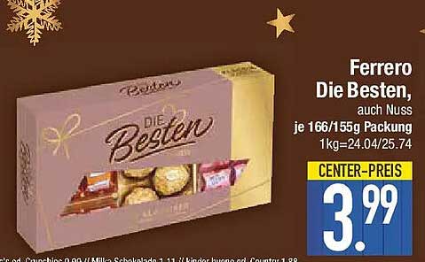 Ferrero Die Besten, Auch Nuss Je 166/155G Packung Angebot bei E-Center ...