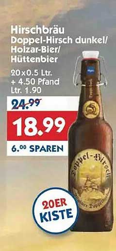 Hirschbräu Doppel-Hirsch Dunkel/ Holzar-Bier/ Hüttenbier 20Er Kiste ...