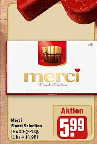 Merci Finest Selection 400 G Packung Angebot bei REWE - ProspektGuru.de