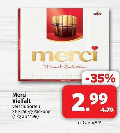 Merci Vielfalt – Verschiedene Sorten 210-250 G-Packung Angebot bei ...