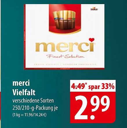 Merci Vielfalt Verschiedene Sorten 250/210-G-Packung Angebot bei Famila ...