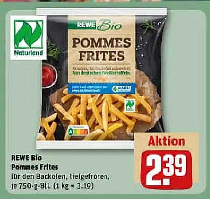 Rewe Bio Pommes Frites Angebot bei REWE - ProspektGuru.de